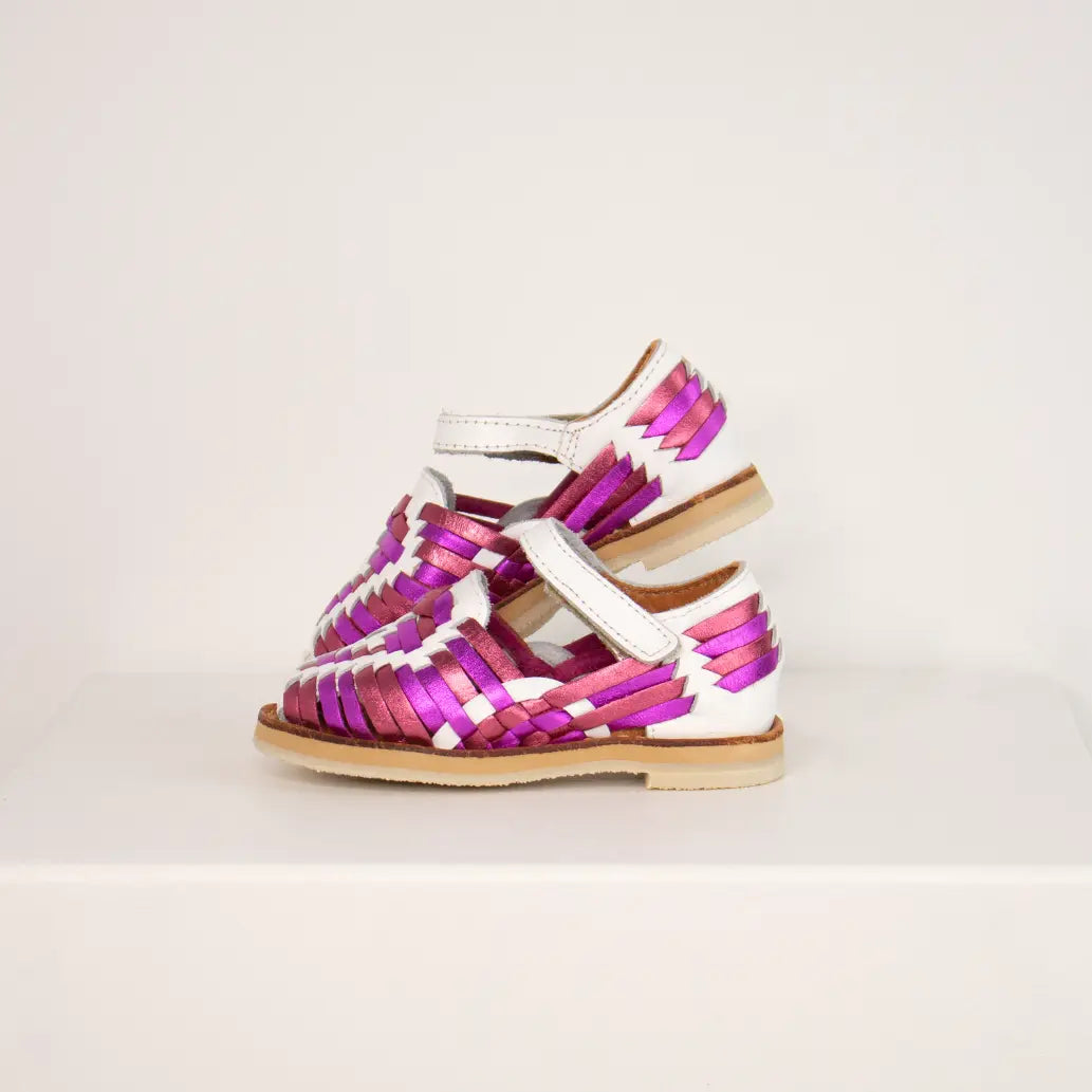 Sandales roses irisées – Huarache Ibarra Or rose | Mapache
