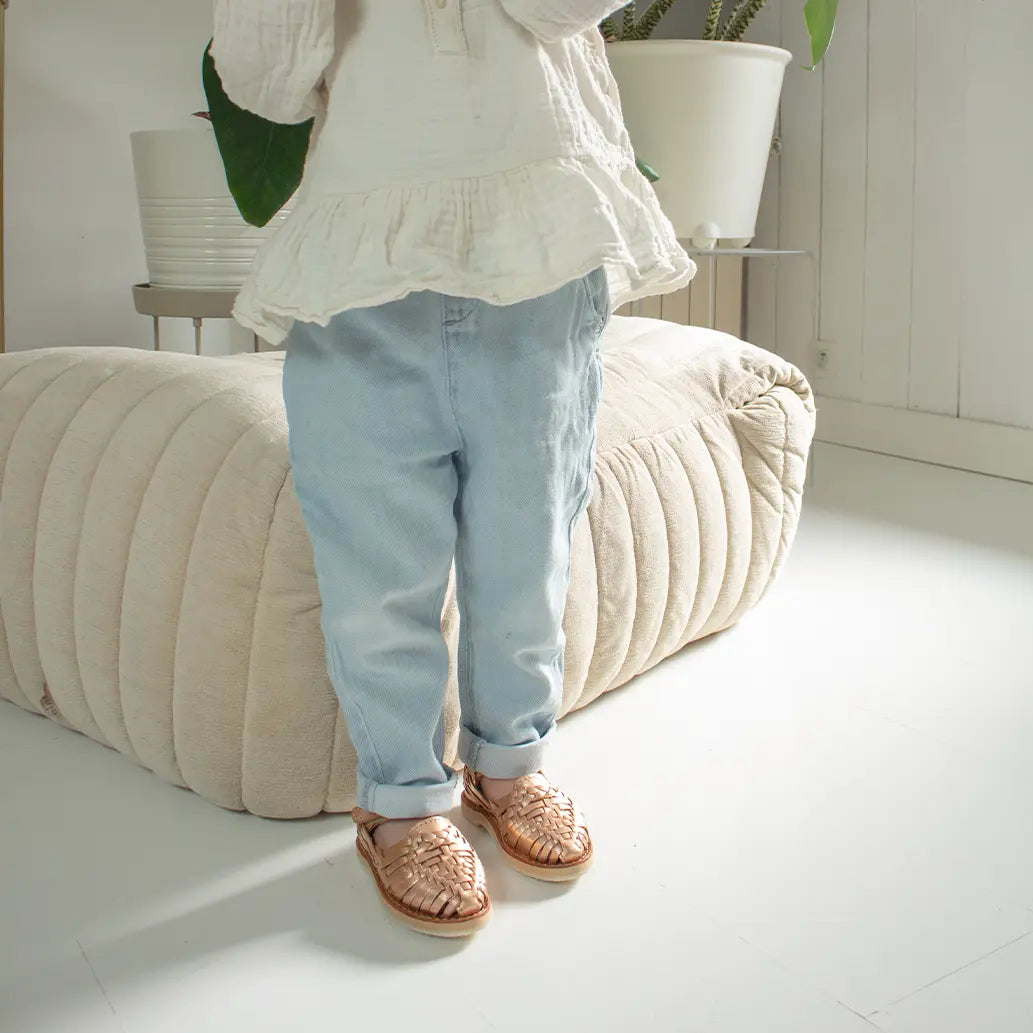 Sandales roses irisées – Huarache Ibarra Or rose | Mapache