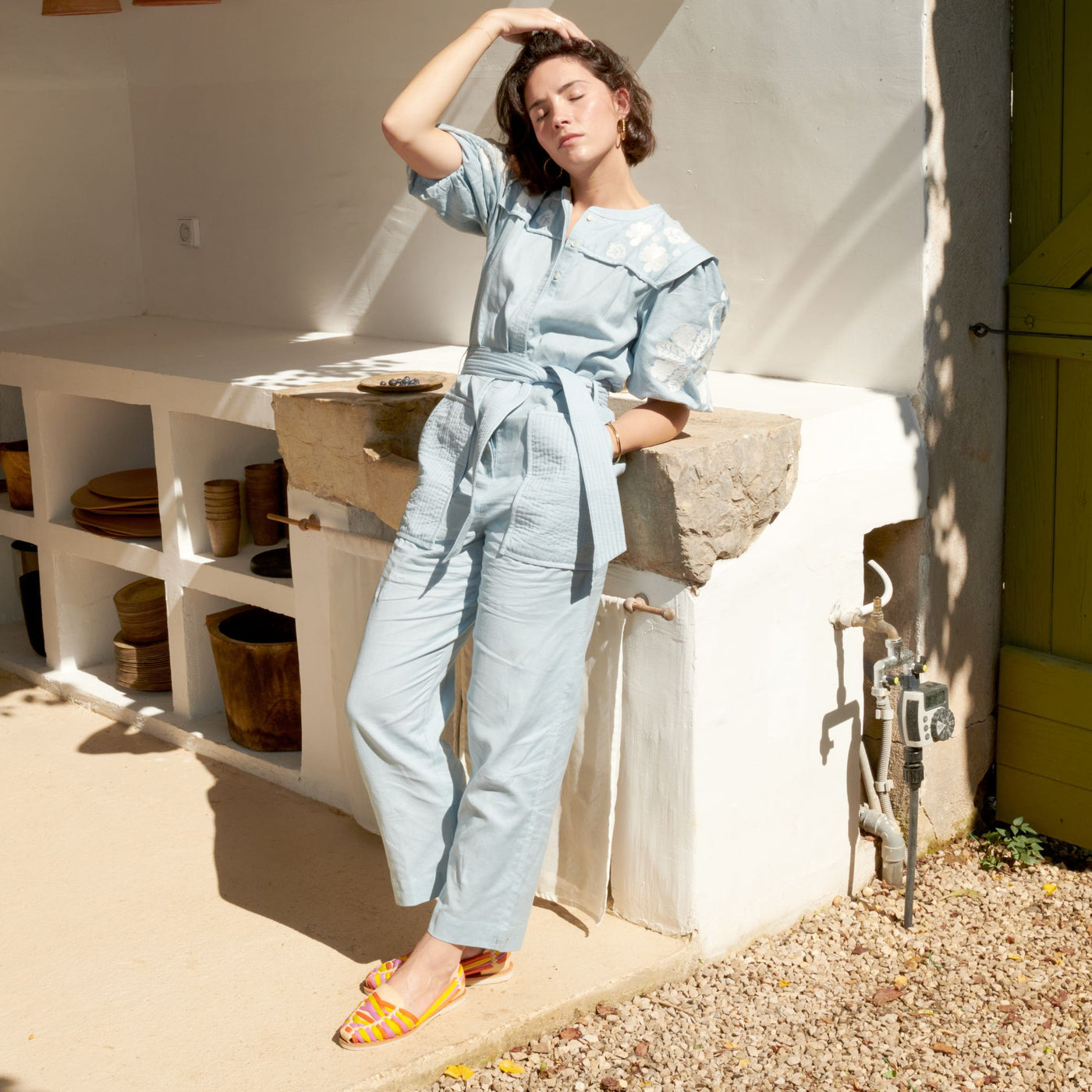 Mocassins Rita Summer - Cuir crème & tressage nylon coloré | Mapache